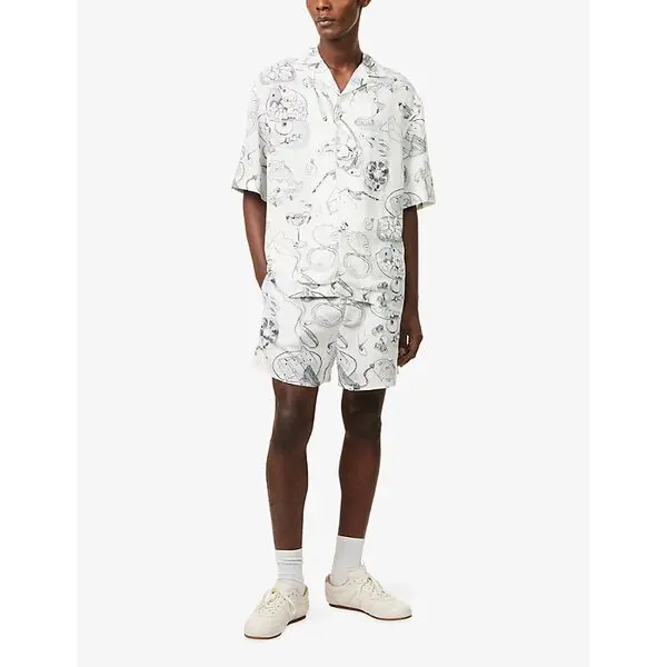 Jacquemus La Cocktail Short-sleeve Linen-blend Shirt - Off-white/bla