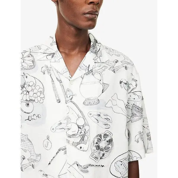 Jacquemus La Cocktail Short-sleeve Linen-blend Shirt - Off-white/bla