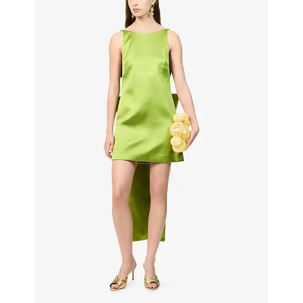 SELF-PORTRAIT Satin Mini Dress With Oversized Bow