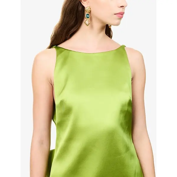 SELF-PORTRAIT Satin Mini Dress With Oversized Bow