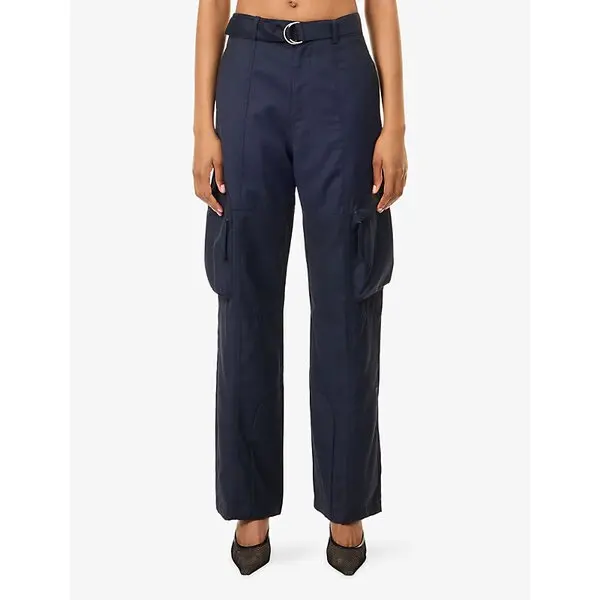 THE FRANKIE SHOP Kelly Woven Cargo Trousers - Navy