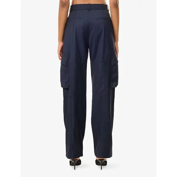THE FRANKIE SHOP Kelly Woven Cargo Trousers - Navy