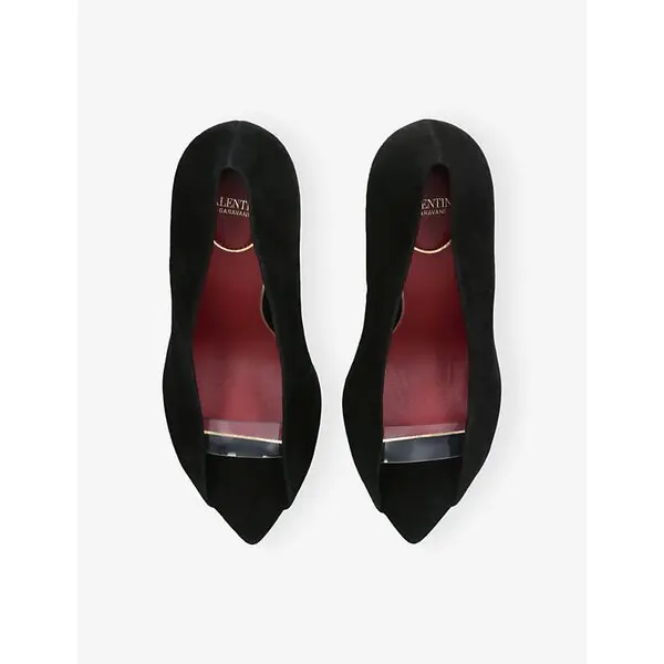 Valentino Garavani Révélé 105 Suede Peep-toe Pumps