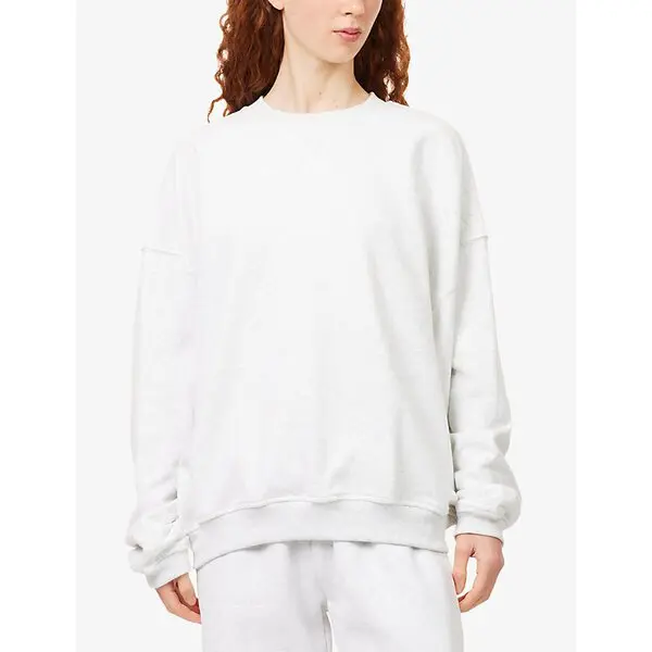 RU & ROCKA Logo Embroidered Cotton Sweatshirt - Grey