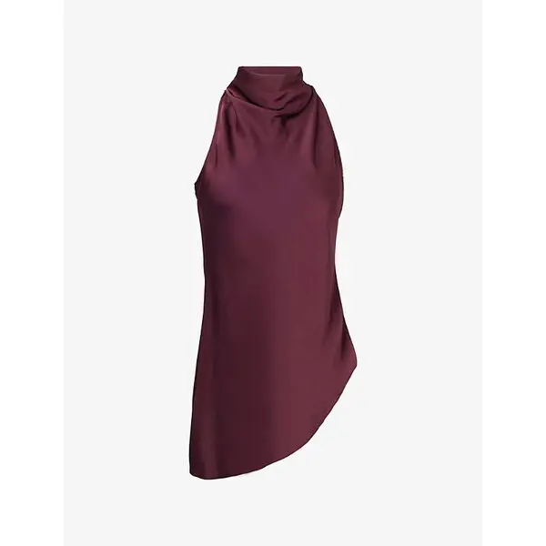 Veronica Beard Radford Asymmetric-hem Satin Top