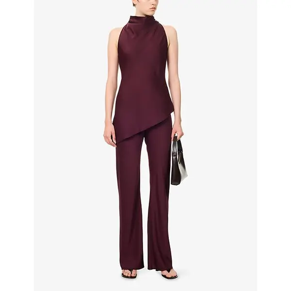 Veronica Beard Radford Asymmetric-hem Satin Top