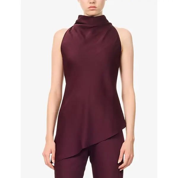 Veronica Beard Radford Asymmetric-hem Satin Top