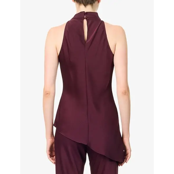 Veronica Beard Radford Asymmetric-hem Satin Top