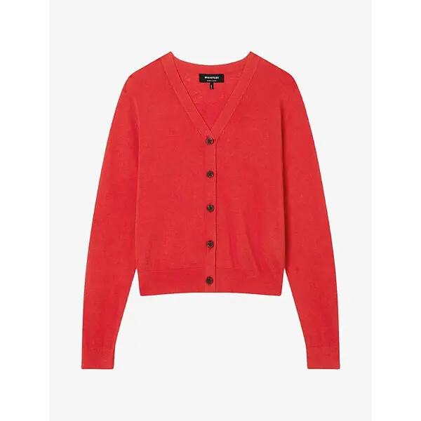 Whistles V-neck Relaxed-fit Cotton And Linen-blend Cardigan