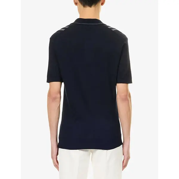 Orlebar Brown Horton Contrast-stripe Silk-blend Polo Shirt - Night Iris/white Sand