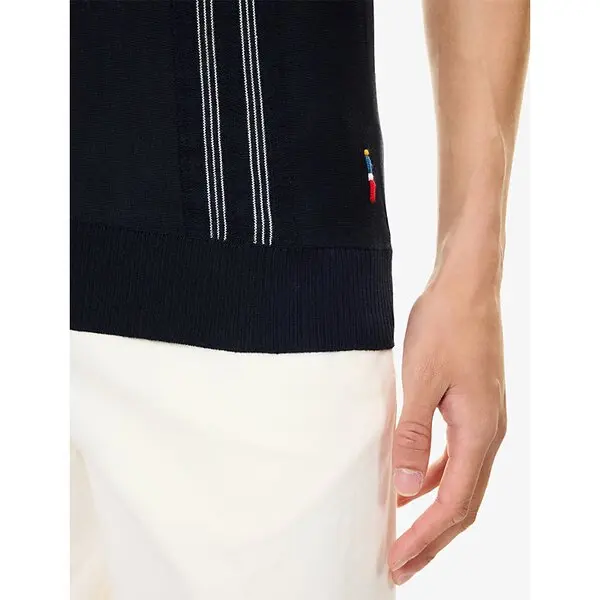 Orlebar Brown Horton Contrast-stripe Silk-blend Polo Shirt - Night Iris/white Sand