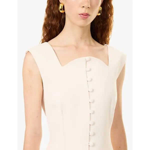Mona Alshebil Sleeveless Button-front Crepe Maxi Dress