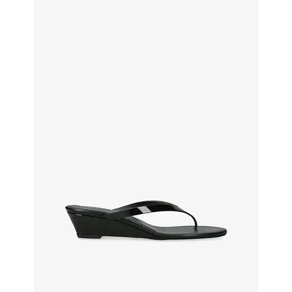 Christopher Esber Patent Leather Wedge Sandals - Black