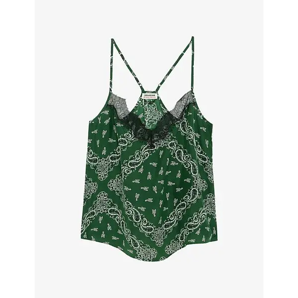 Zadig&Voltaire Cespa V-neck Graphic-print Silk Cami - Meadow