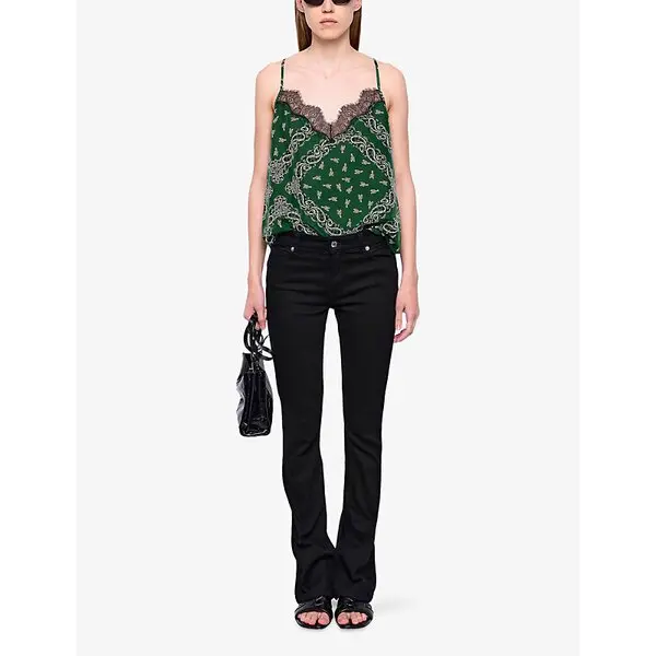 Zadig&Voltaire Cespa V-neck Graphic-print Silk Cami