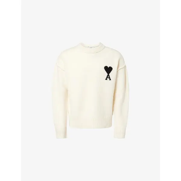 AMI Paris Logo-knit Wool Jumper