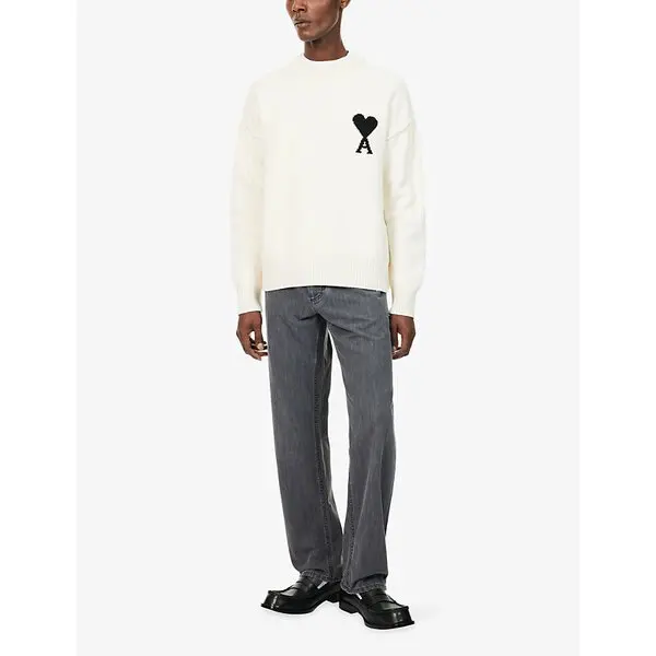 AMI Paris Logo-knit Wool Jumper