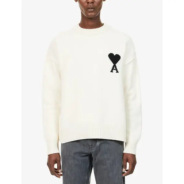 AMI Paris Logo-knit Wool Jumper