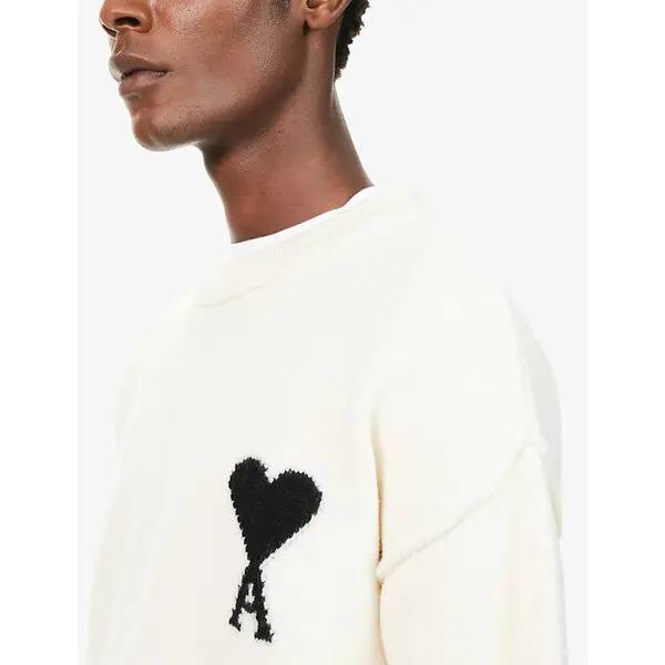 AMI Paris Logo-knit Wool Jumper