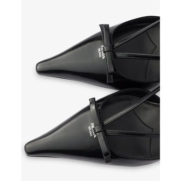 Prada Brushed Leather Slingback Heeled Courts