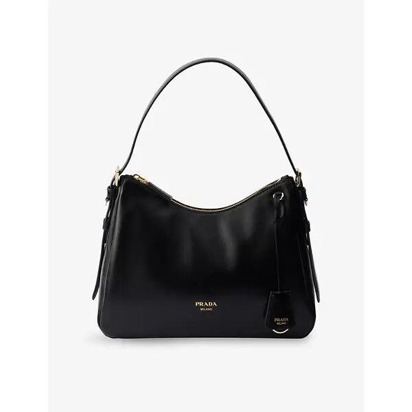 Prada Aimée Medium Leather Shoulder Bag - Black