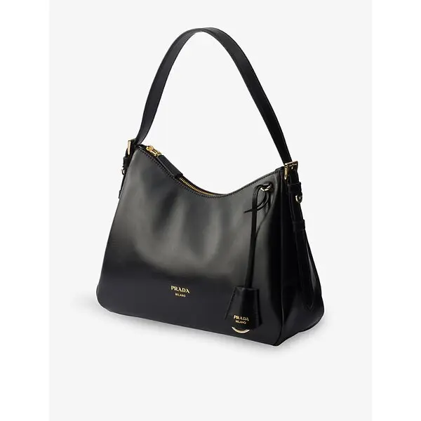 Prada Aimée Medium Leather Shoulder Bag - Black