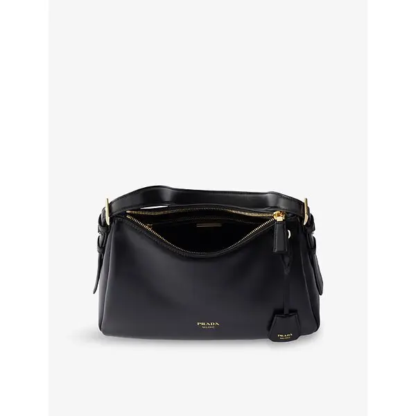 Prada Aimée Medium Leather Shoulder Bag - Black