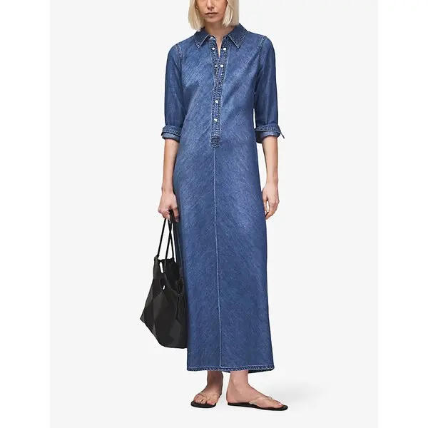 RO&ZO Denim Maxi Shirt Dress