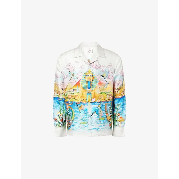 Casablanca Egypt Long-sleeve Printed Silk Shirt