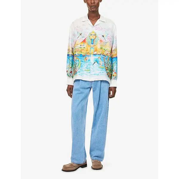 Casablanca Egypt Long-sleeve Printed Silk Shirt
