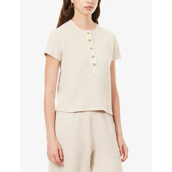 ME+EM Waffle Short-sleeve Cotton Top