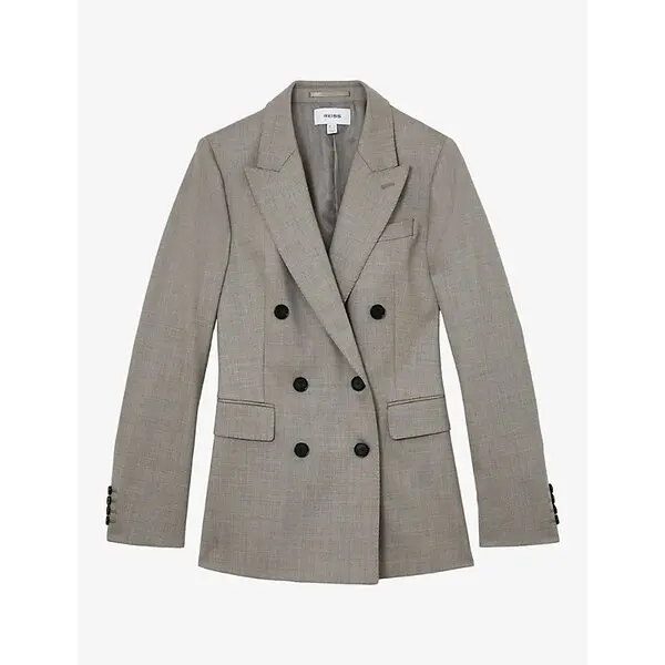 REISS Darcy Double-breasted Wool-blend Blazer