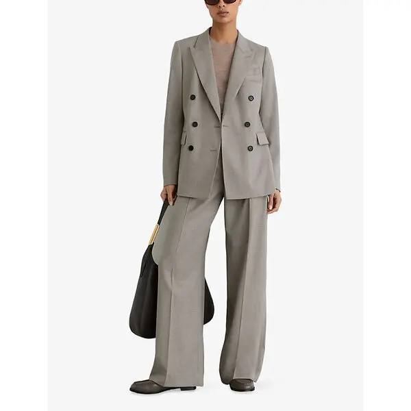 REISS Darcy Double-breasted Wool-blend Blazer