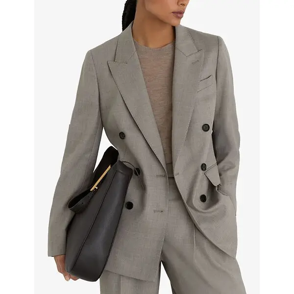 REISS Darcy Double-breasted Wool-blend Blazer
