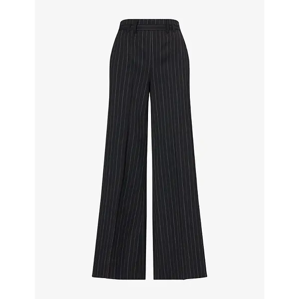 ME+EM Pinstriped Wide-leg Wool-blend Trousers
