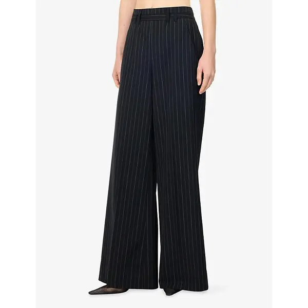 ME+EM Pinstriped Wide-leg Wool-blend Trousers
