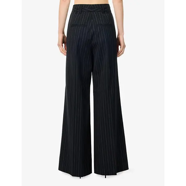 ME+EM Pinstriped Wide-leg Wool-blend Trousers