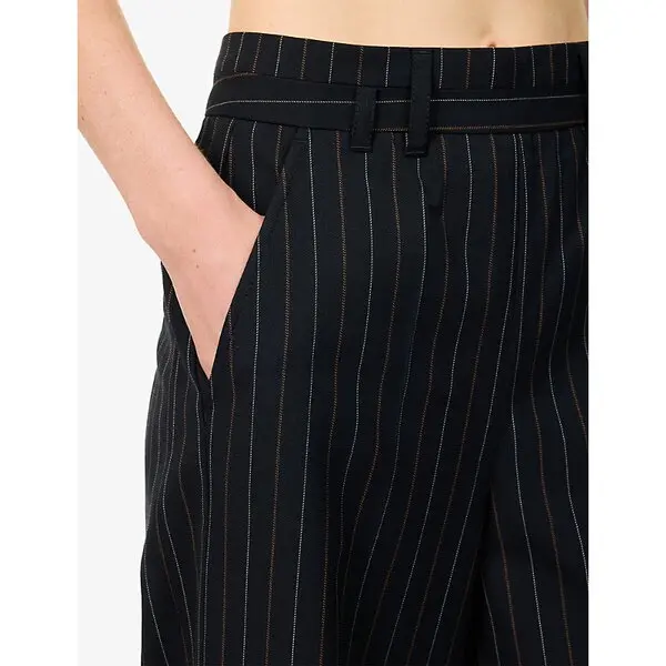 ME+EM Pinstriped Wide-leg Wool-blend Trousers