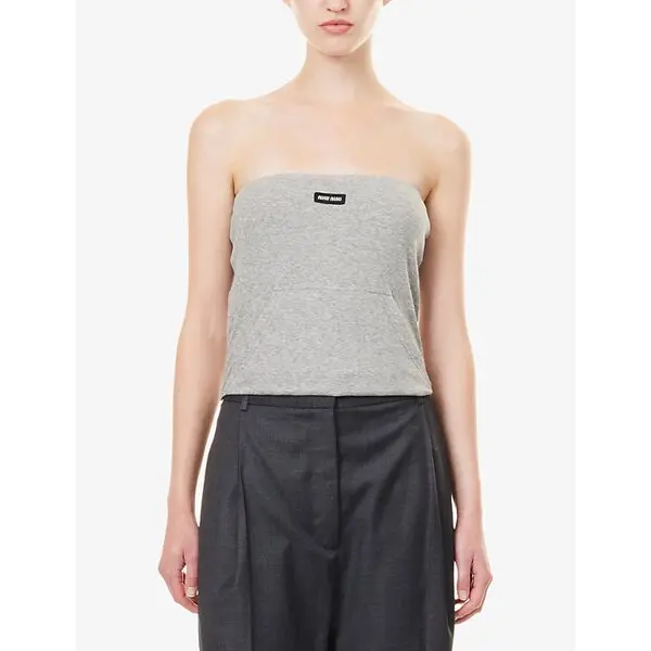 Miu Miu Costina Bandeau Cotton-jersey Top