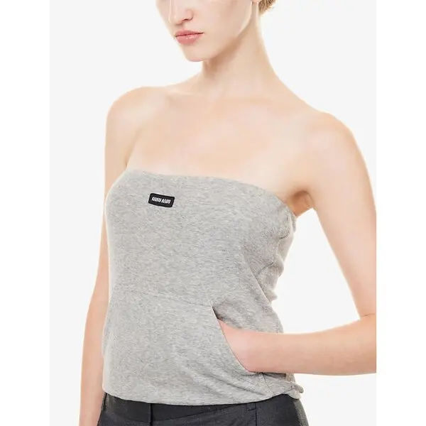 Miu Miu Costina Bandeau Cotton-jersey Top