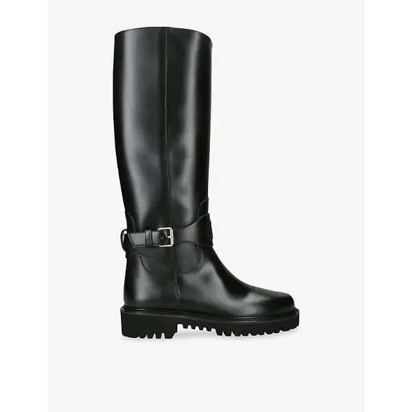 Valentino Garavani Vlogo Leather Knee-high Boots - Black