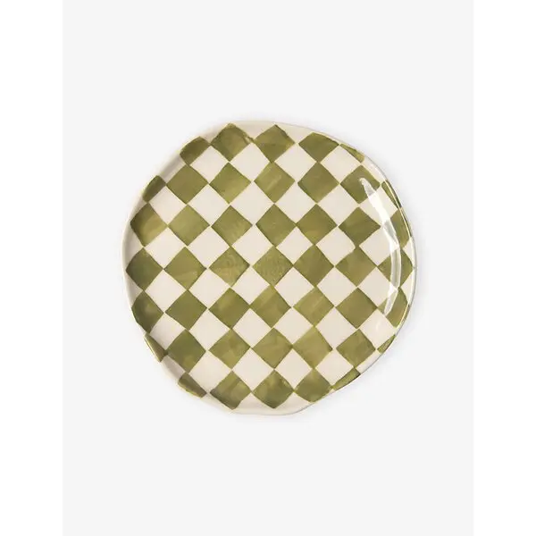 DAMSON MADDER Harlequin Tomato Ceramic Plates Set Of Two