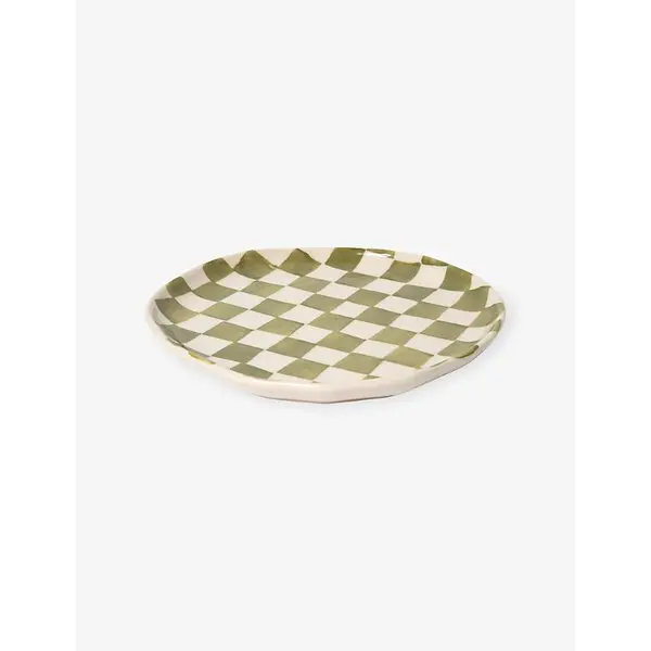 DAMSON MADDER Harlequin Tomato Ceramic Plates Set Of Two