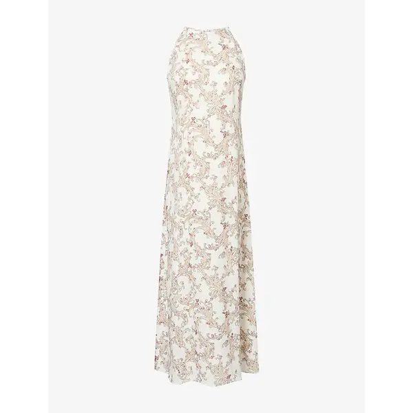ME+EM Sleeveless Graphic-pattern Crepe Maxi Dress