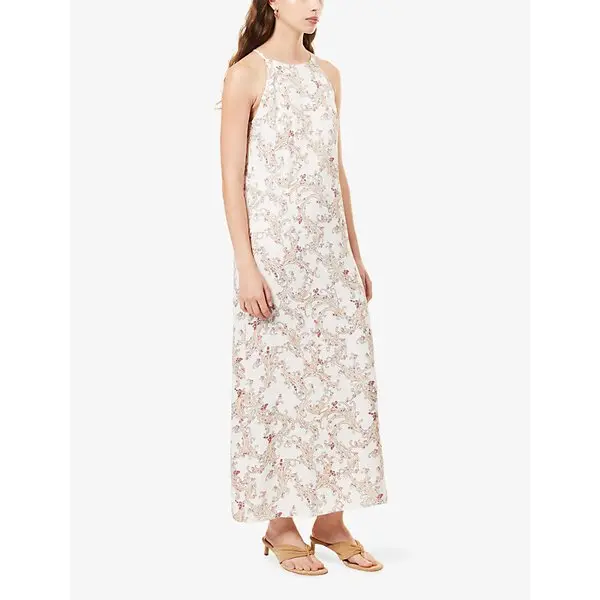 ME+EM Sleeveless Graphic-pattern Crepe Maxi Dress