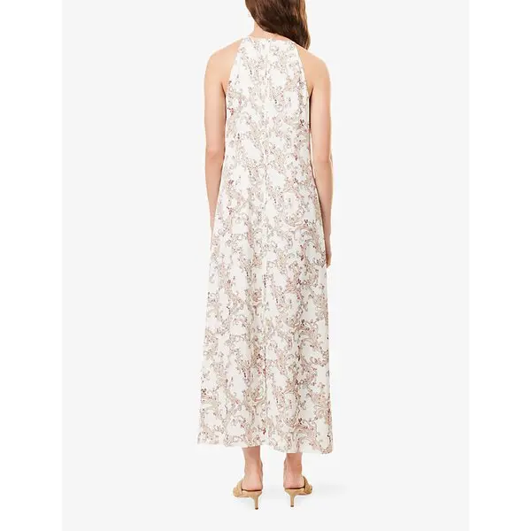 ME+EM Sleeveless Graphic-pattern Crepe Maxi Dress
