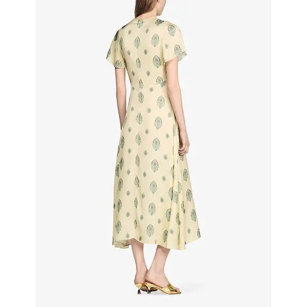 Sandro Paisley Print Woven Maxi Dress