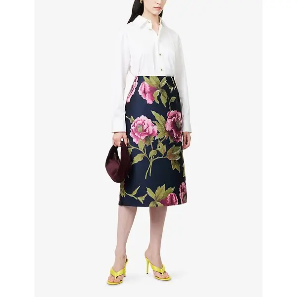 Carolina Herrera Floral Print Pencil Skirt