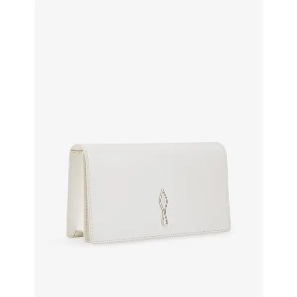 CHRISTIAN LOUBOUTIN Bettina Patent Leather Clutch - White/silver