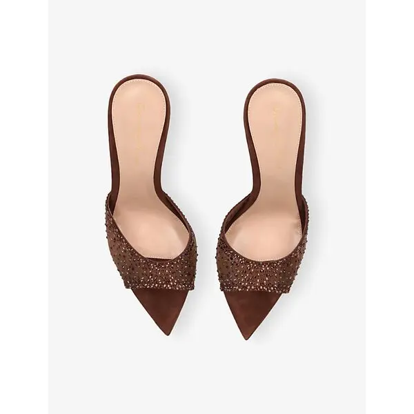GIANVITO ROSSI Rania 85 Embellished Mesh Heeled Mules